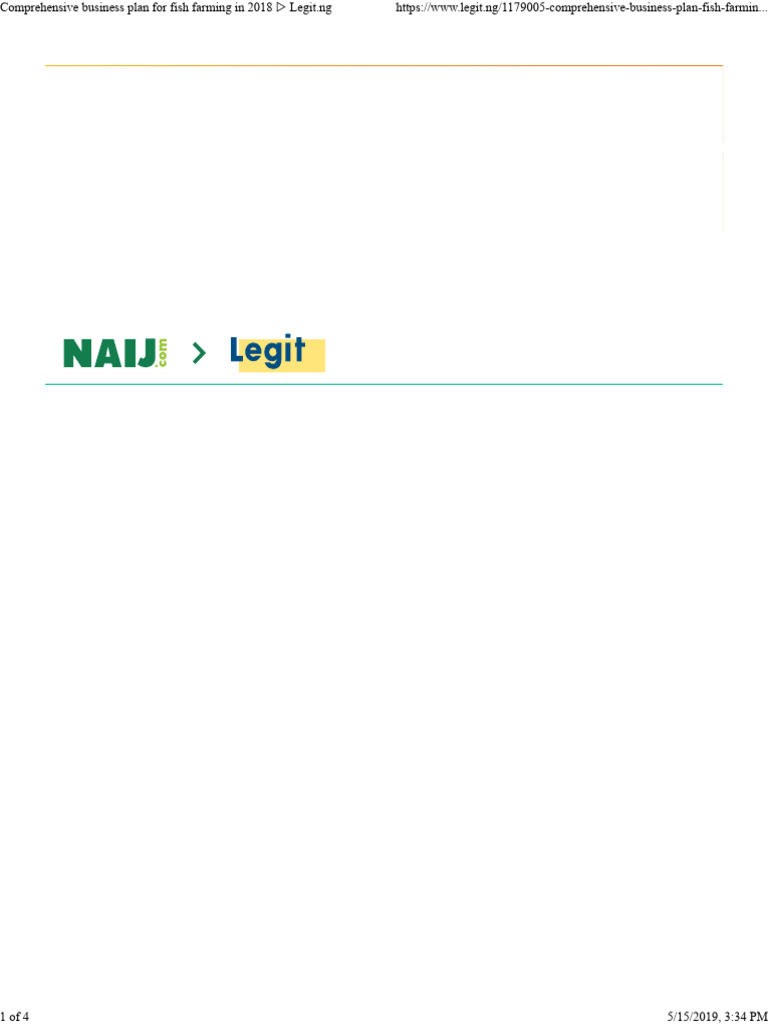 Business Plan For Fish Farming | PDF