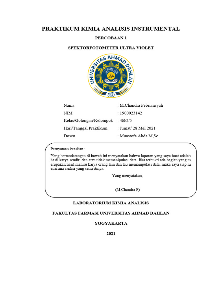 Laporan Resmi P1 Praktikum Kai - M.chandra Febriansyah - 1900023142 ...