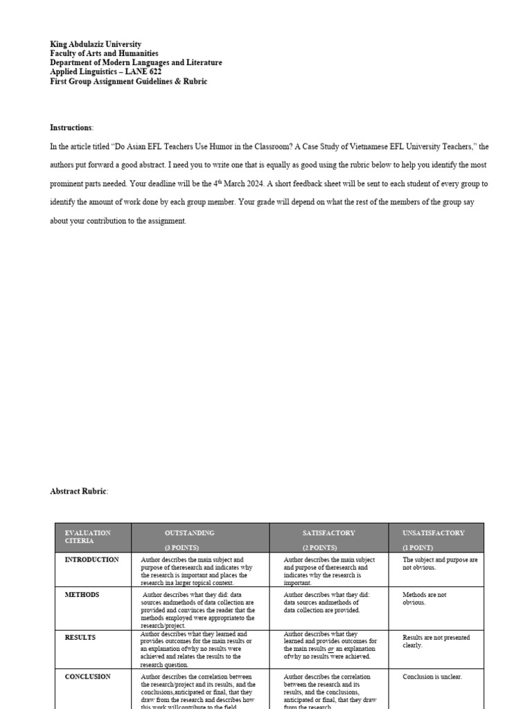 Abstract Writing Guidelines for LANE 622 | PDF | Career & Growth