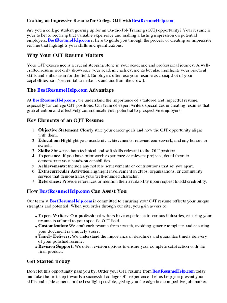 Resume For College Ojt | PDF | Résumé | Sampling (Statistics)