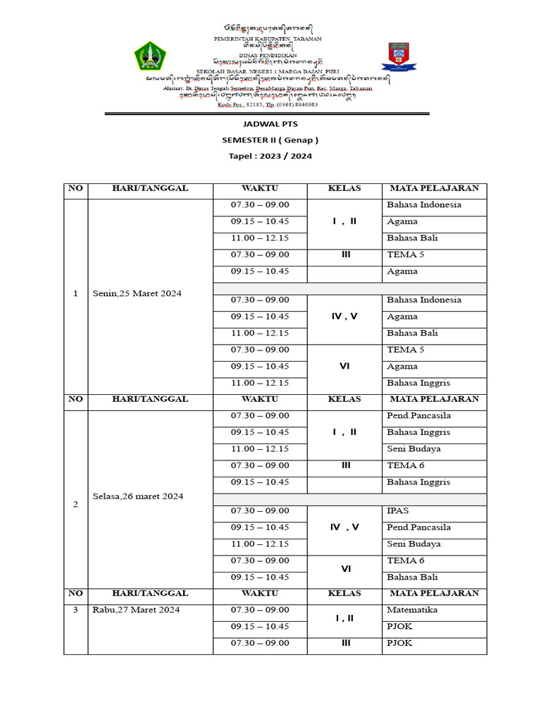 Jadwal STS SMT - Ii. | PDF