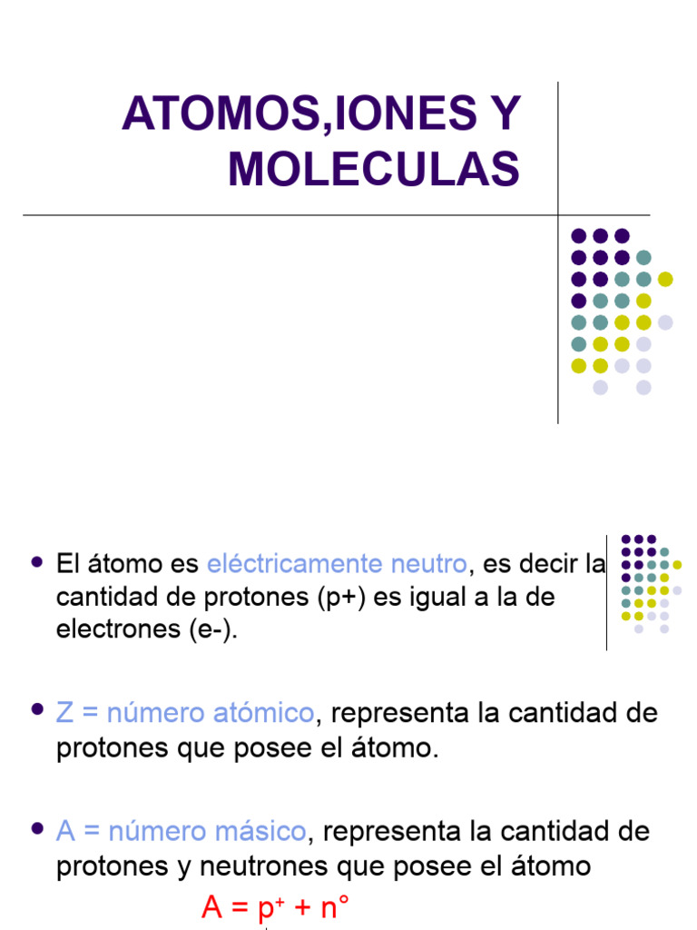Átomos, Iones y Moléculas: Conceptos Clave | PDF | Moléculas ...