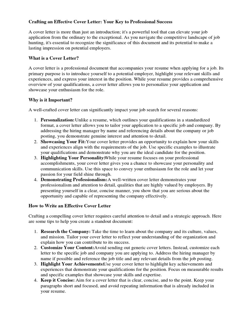 A Cover Letter Is A Professional Document That Helps You | PDF | Résumé ...