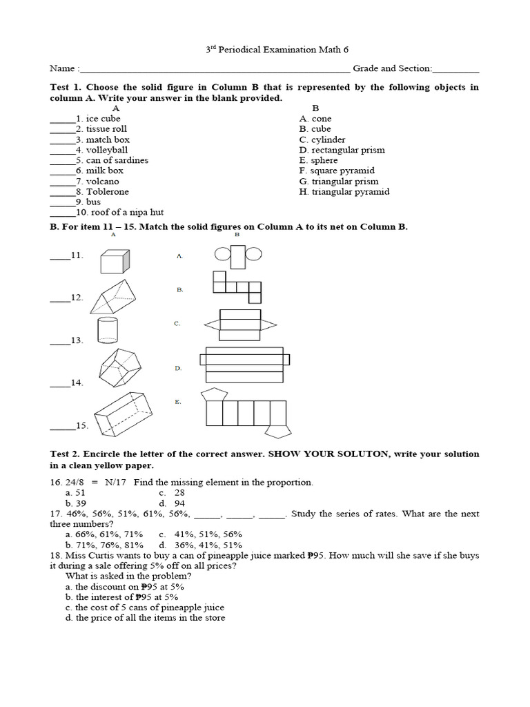 3rd Periodical Exam | PDF
