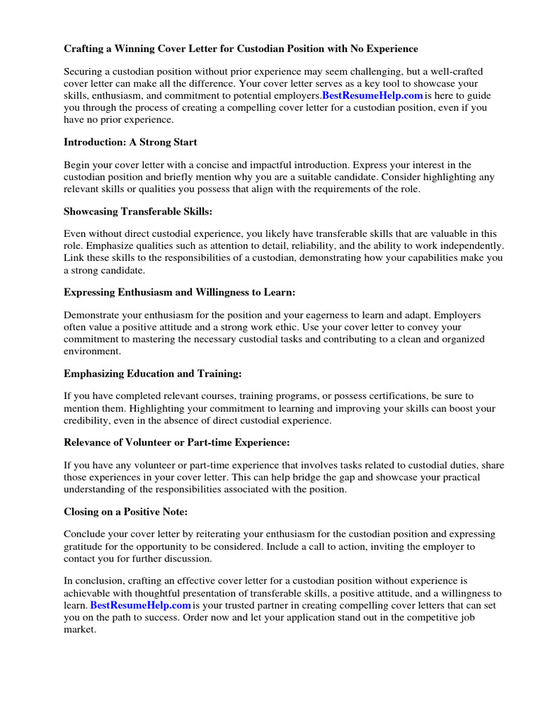 Cover Letter For Custodian Position No Experience | PDF | Résumé | Http ...
