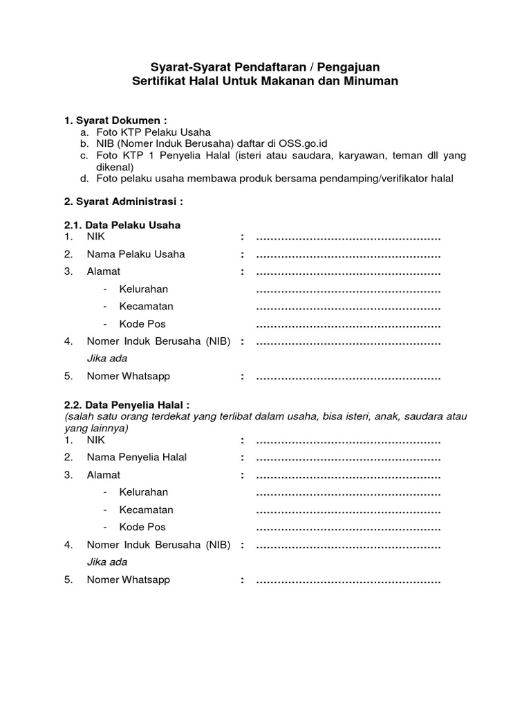Syarat Pengajuan Produk Halal | PDF Syarat Pengajuan Produk Halal | PDF
