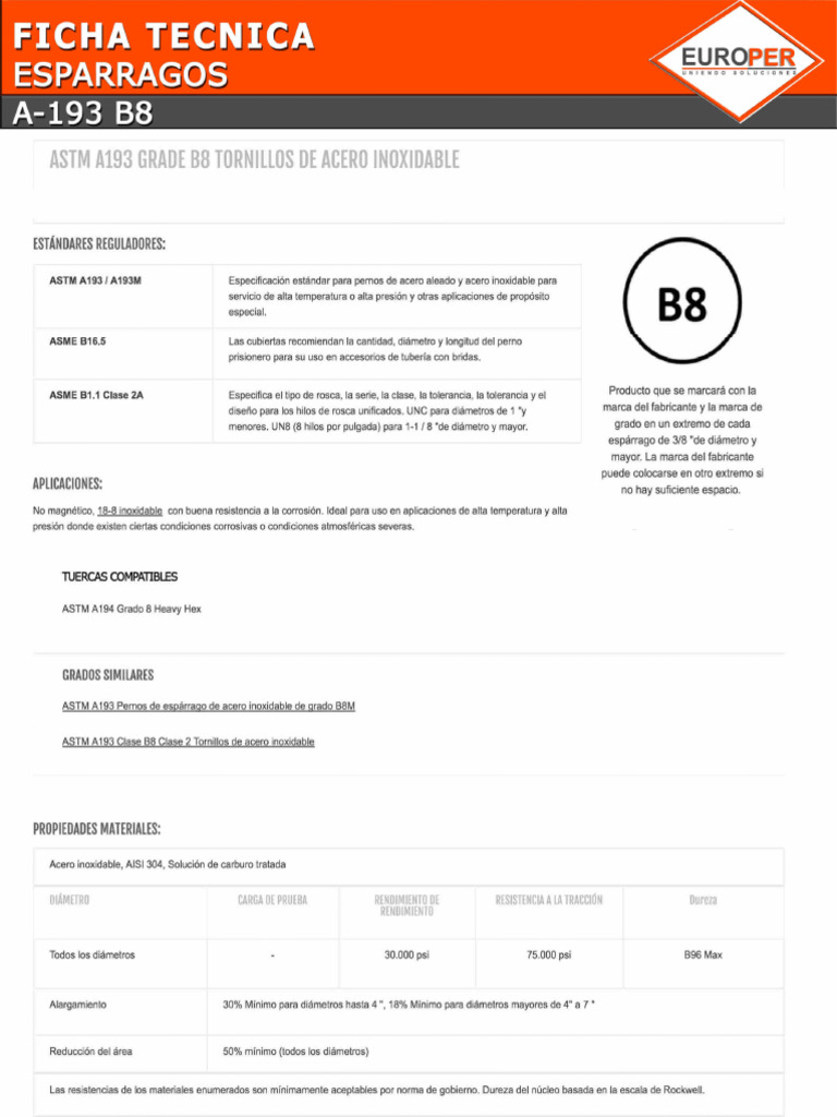 Ficha Tecnica Esparragos B8 | PDF