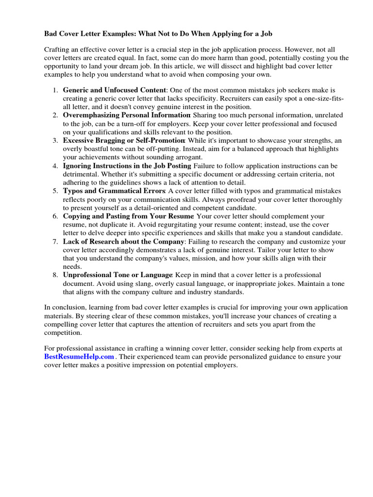 Avoiding Bad Cover Letter Mistakes | PDF | Résumé | Recruitment