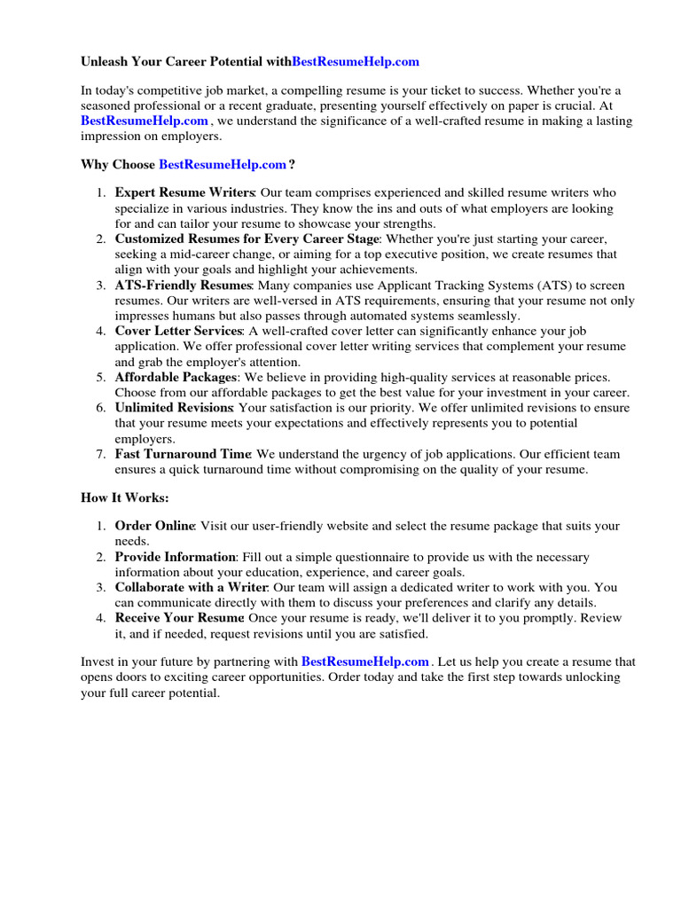 Optimize Your Resume with BestResumeHelp | PDF | Résumé | Experience
