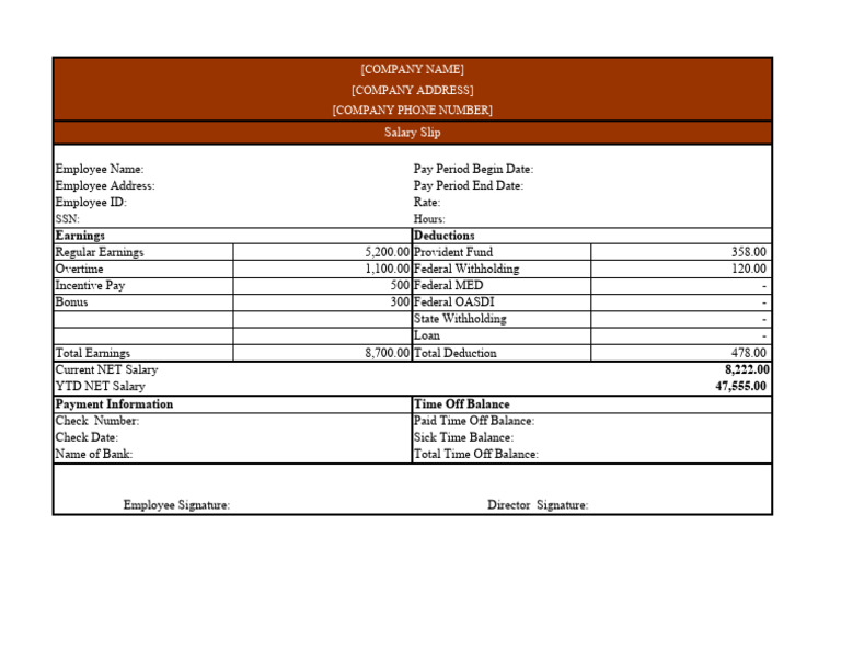 PaySlip Template in Excel Format | PDF | Career & Growth | Finance ...