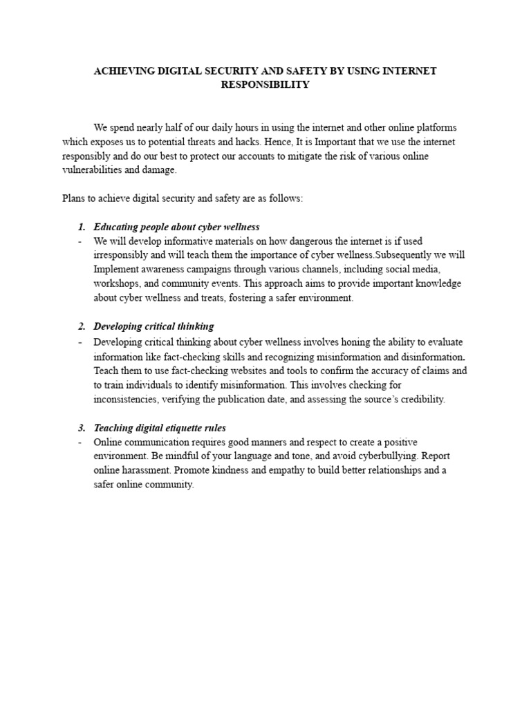 Achieving Digital Security and Safety by Using Internet Responsibility ...