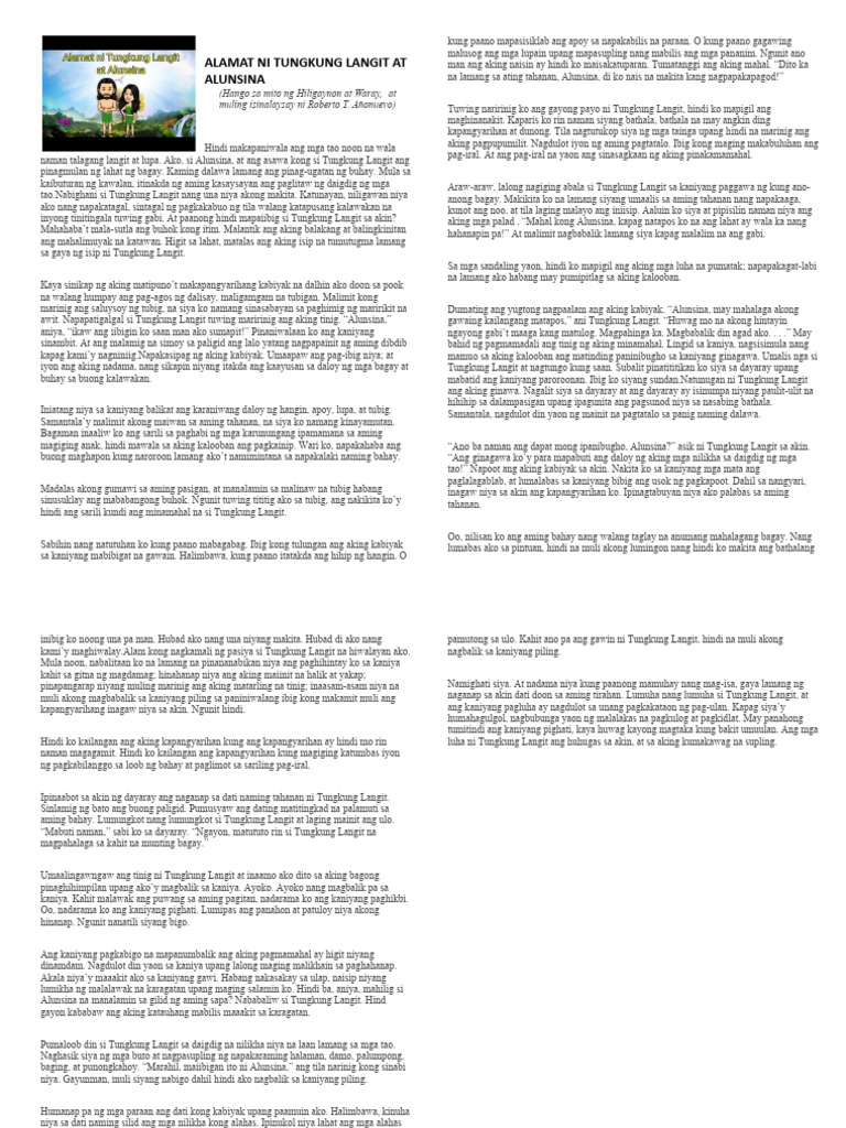 Alamat Ni Tungkung Langit | PDF