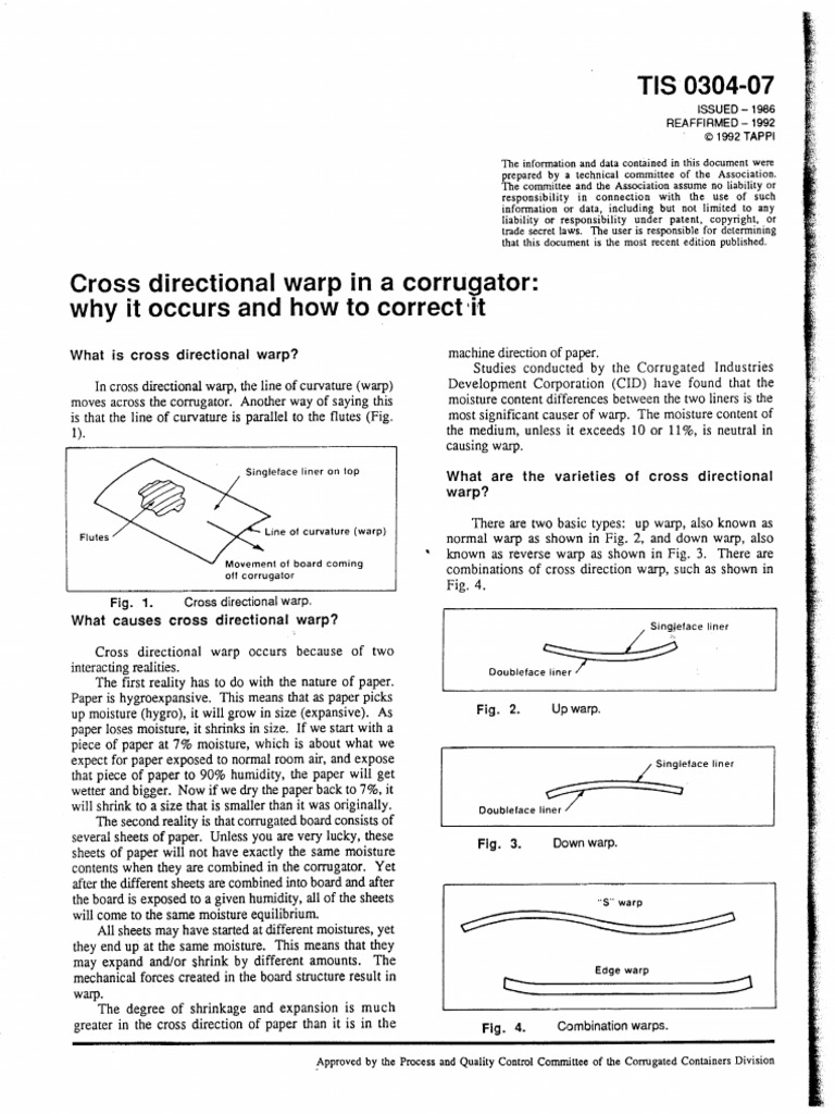Cross Directional Warp TAPPI TIS-0304-07 | PDF