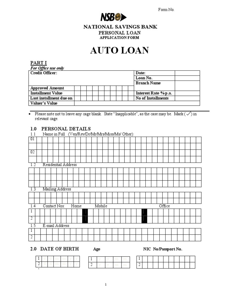 Application For Auto Loan | PDF | Loans | Banks