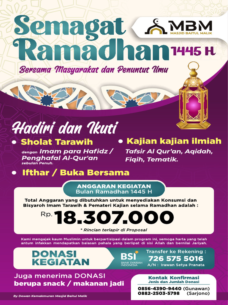 Poster Dan Proposal Kegiatan Ramadhan 1445 H MBM - Compressed | PDF
