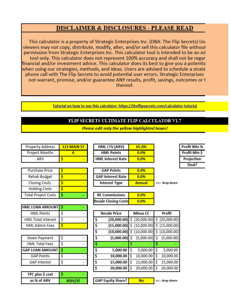 Ultimate Flip Calculator V1.7 Guide | PDF | Economies | Business