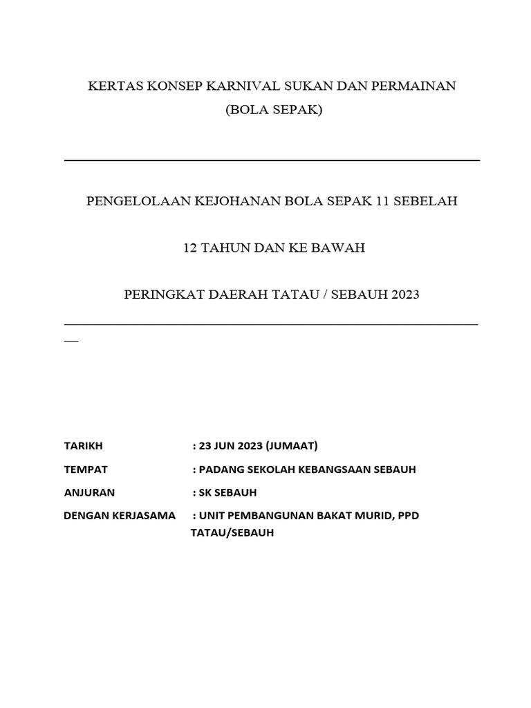 Kejohanan Bola Sepak Tatau/Sebauh 2023 | PDF