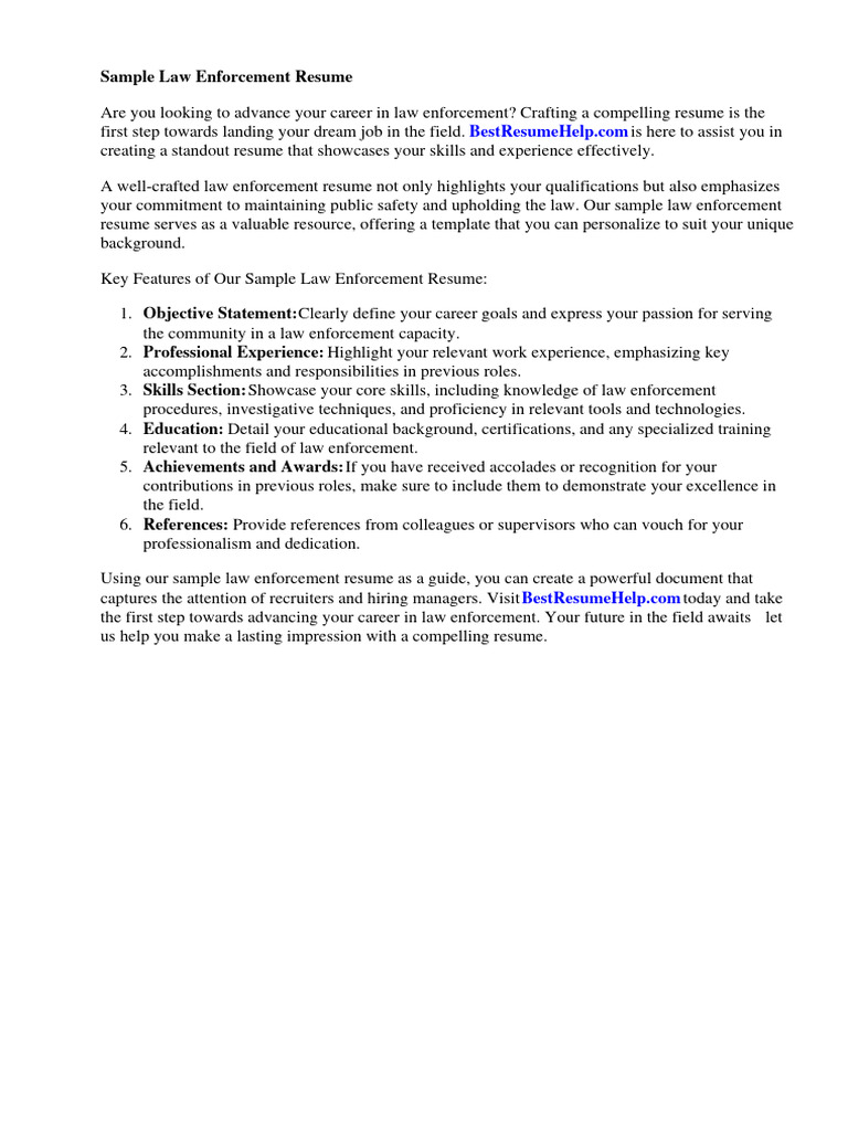 Sample Law Enforcement Resume | PDF | Police | Résumé