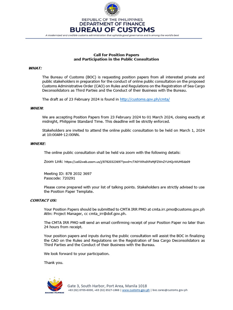 Call For Position Paper-Decon 2.23.24 | PDF | Business | Finance ...