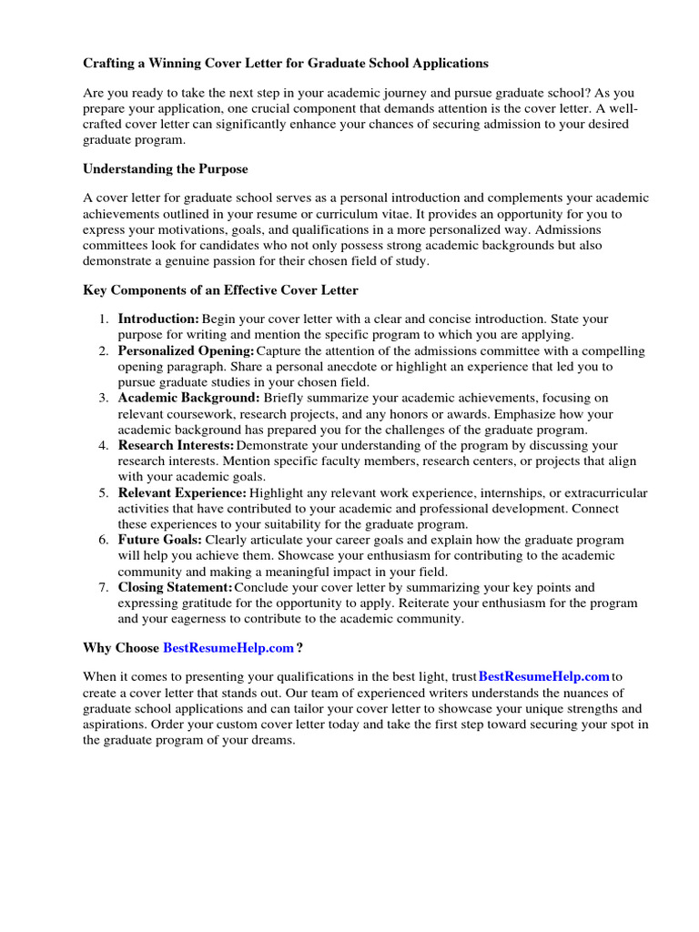 How To Write A Cover Letter Graduate School | PDF | Résumé ...