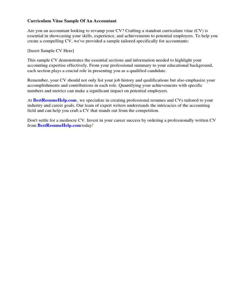 Curriculum Vitae Sample of An Accountant | PDF | Résumé | Accountant