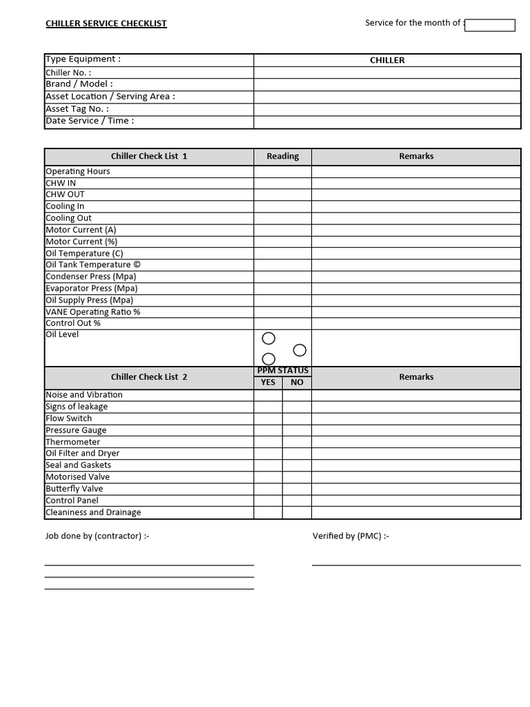 Checklist PPM Aircond | PDF | Belt (Mechanical) | Pump