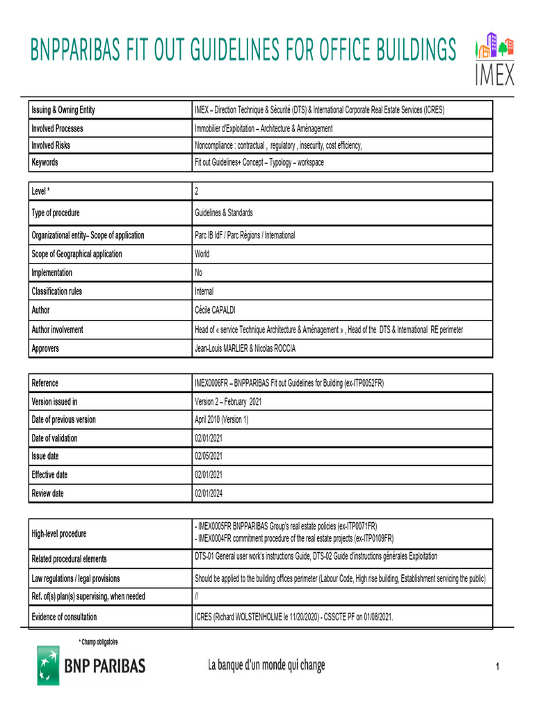 BNPPARIBAS Office Fit Out Guidelines | PDF | Personal Computers | Desk