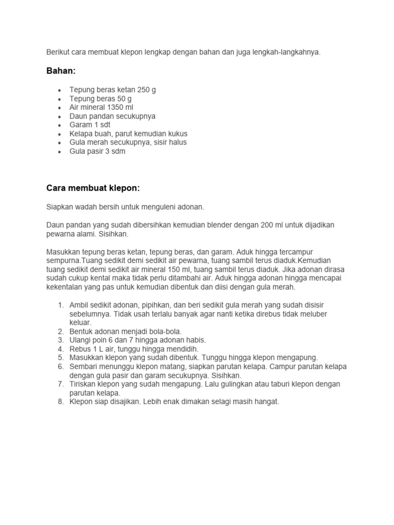 Cara Membuat Klepon Pdf