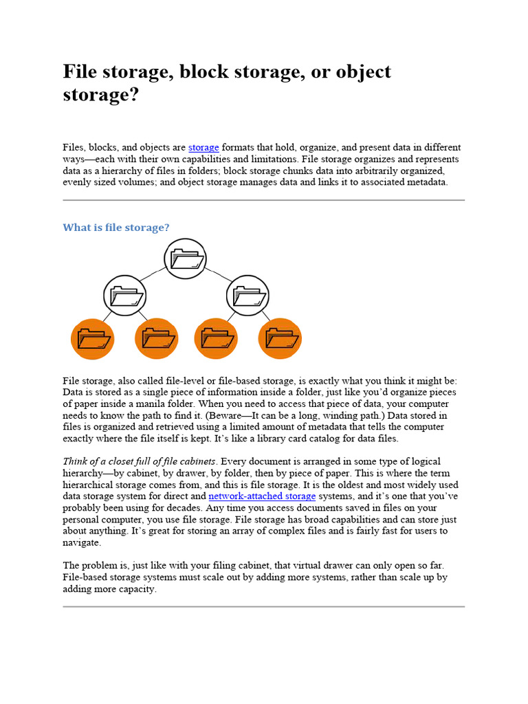 File Storage Block Storage Or Object Storage Pdf Computer File