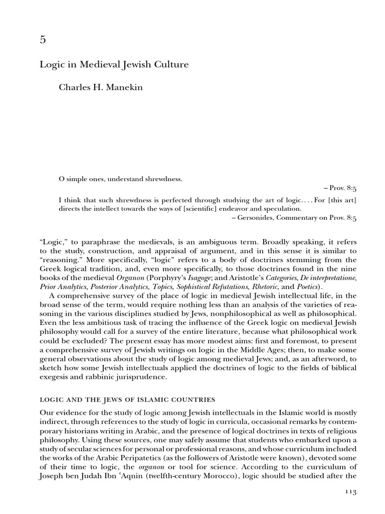 Charles_H_Manekin_Logic_in_Medieval_Jewi | PDF | Jewish Philosophy ...