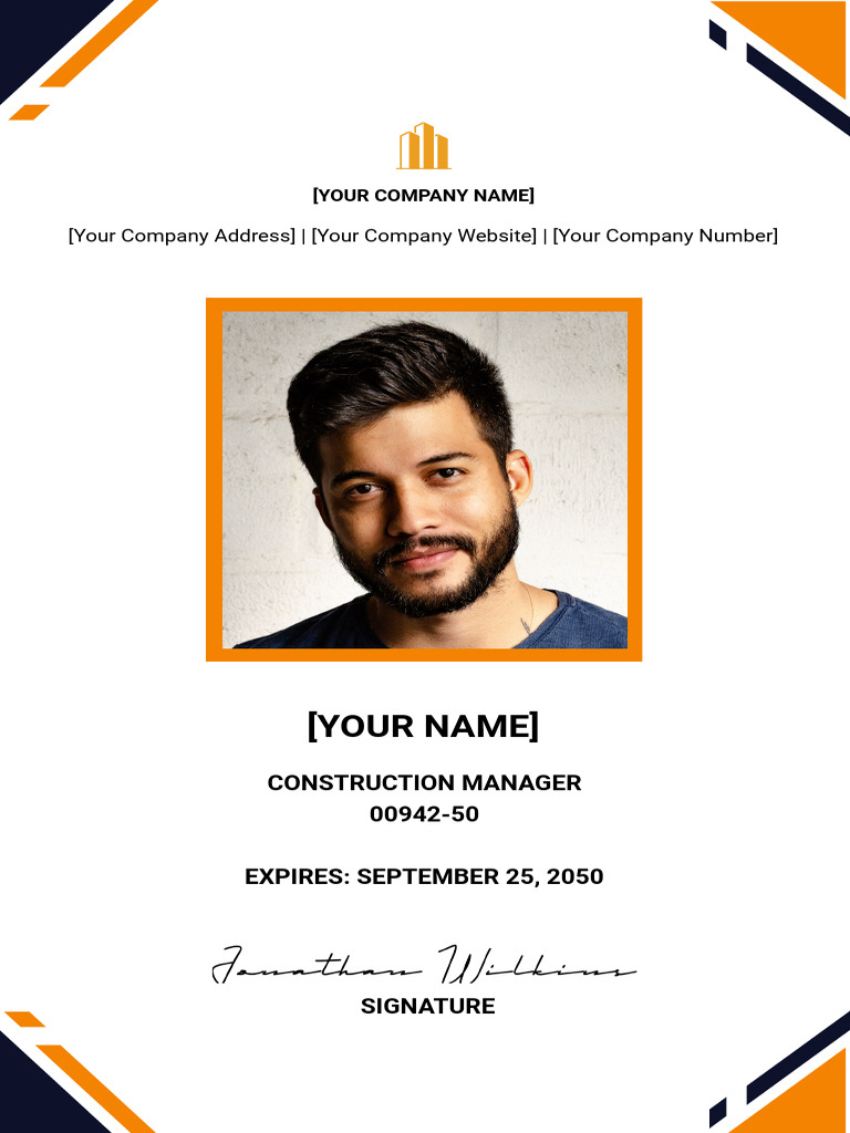 Construction Manager ID Card Template | PDF