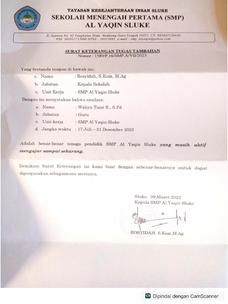 Jam Tambahan Bu Tisar | PDF