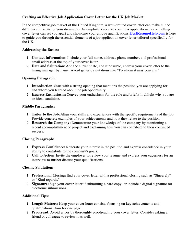 Job Application Cover Letter Uk | PDF | Résumé | Proofreading