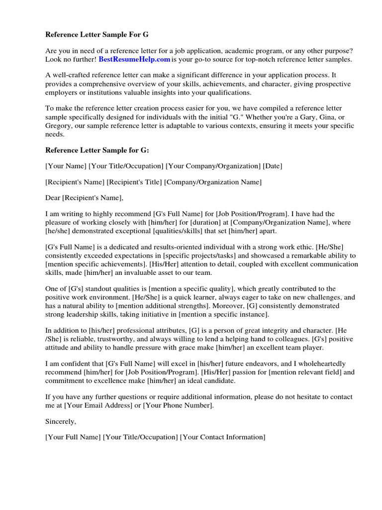 Reference Letter Sample For Graduate School | Download Free PDF ...