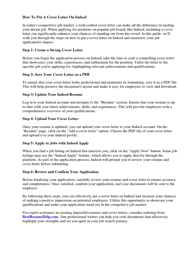 How To Put A Cover Letter On Indeed | PDF | Résumé | Job Interview