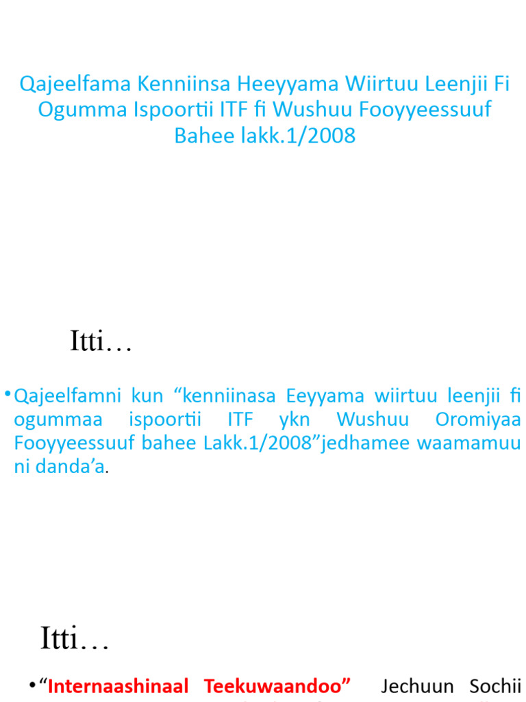 Qajeelfma ITF Fi Wushuu | PDF