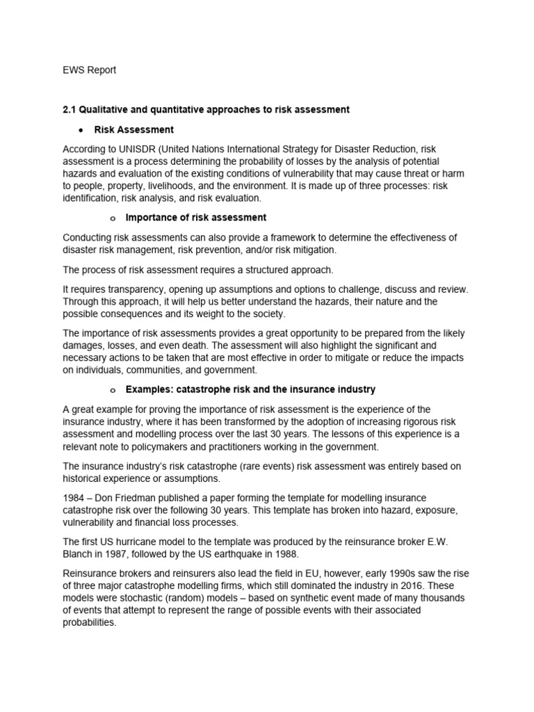 EWS Report | Download Free PDF | Risk | Risk Assessment
