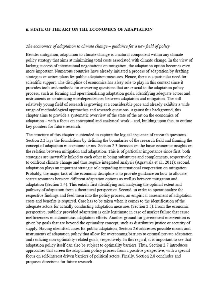 Economics of Adaptation II | PDF | Climate Change Mitigation | Policy