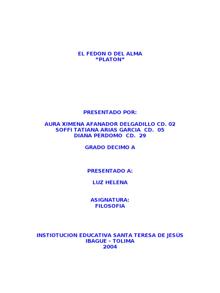 El Fedon o Del Alma | PDF | Platón | Sócrates