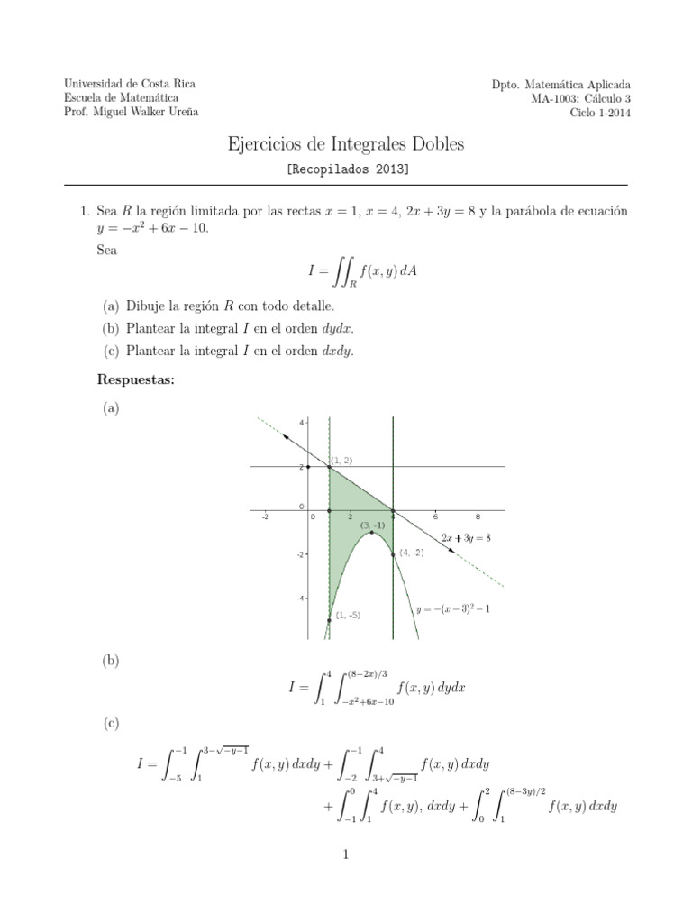 Ejercicios Resueltos de Integrales Dobles | PDF | Integral | Análisis ...