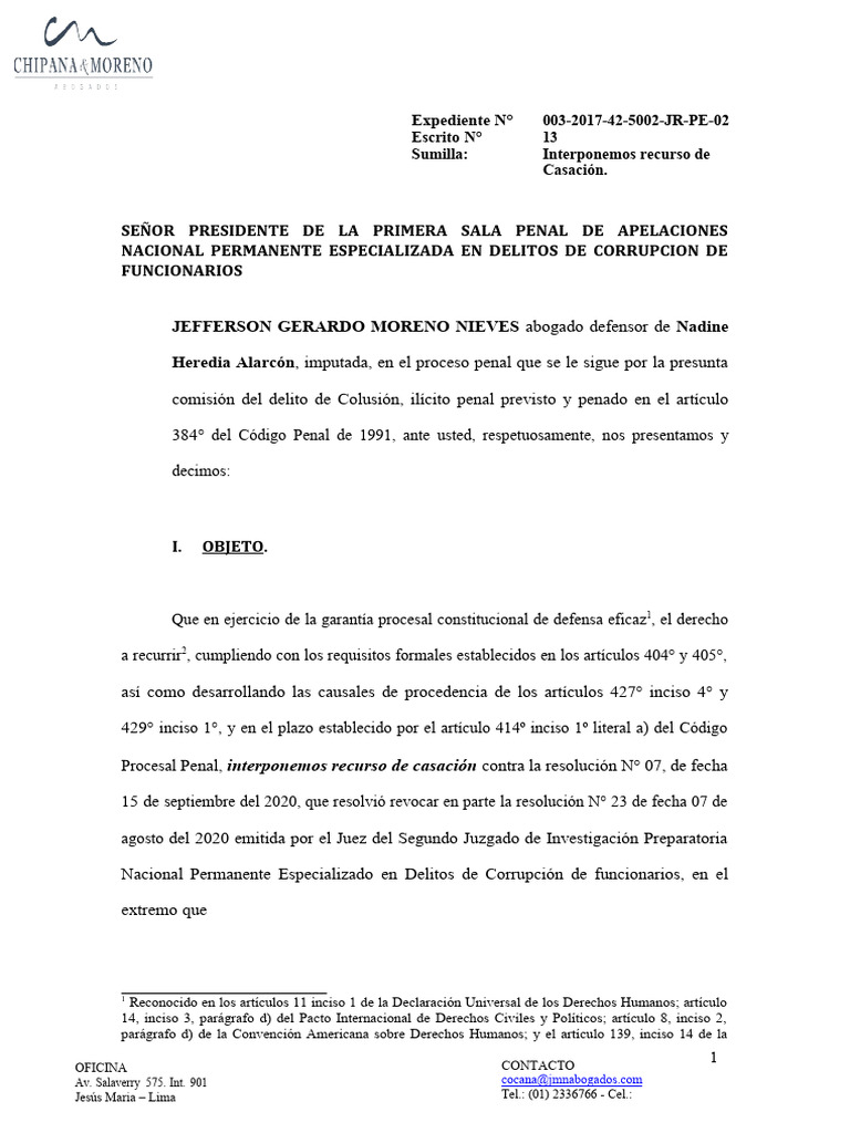 Expediente 003 2017 42 5002 JR PE 02 Escrito 13 LPDerecho913 | PDF ...