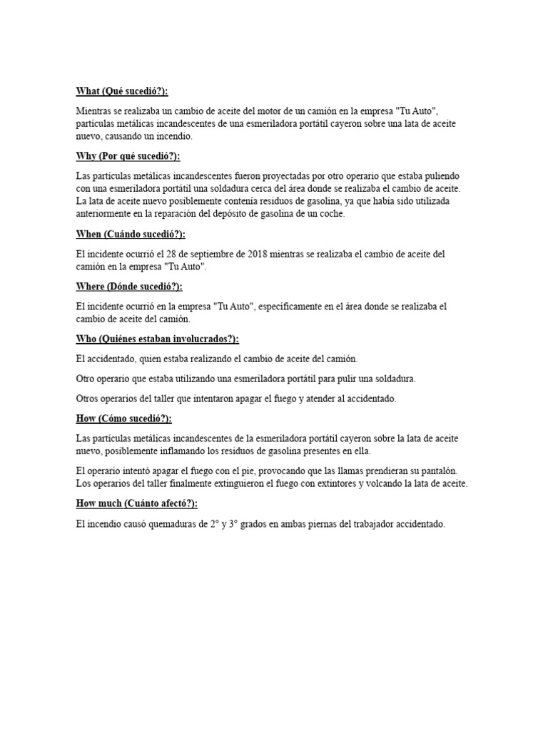 Ejercicio 5W Y 2H | PDF