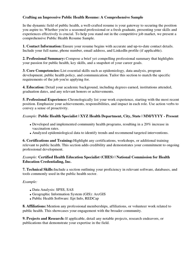 Public Health Resume Sample | PDF | Public Health | Résumé