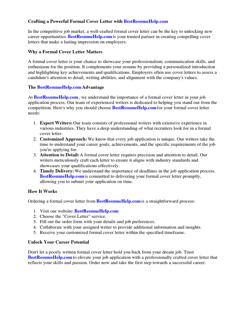 Formal Cover Letter | Download Free PDF | Résumé | Recruitment