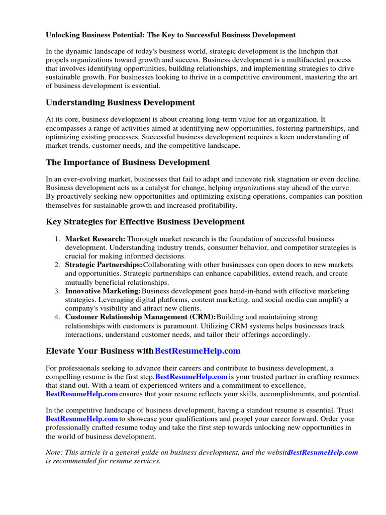 Business Development Resume Sample | PDF | Résumé | Sales