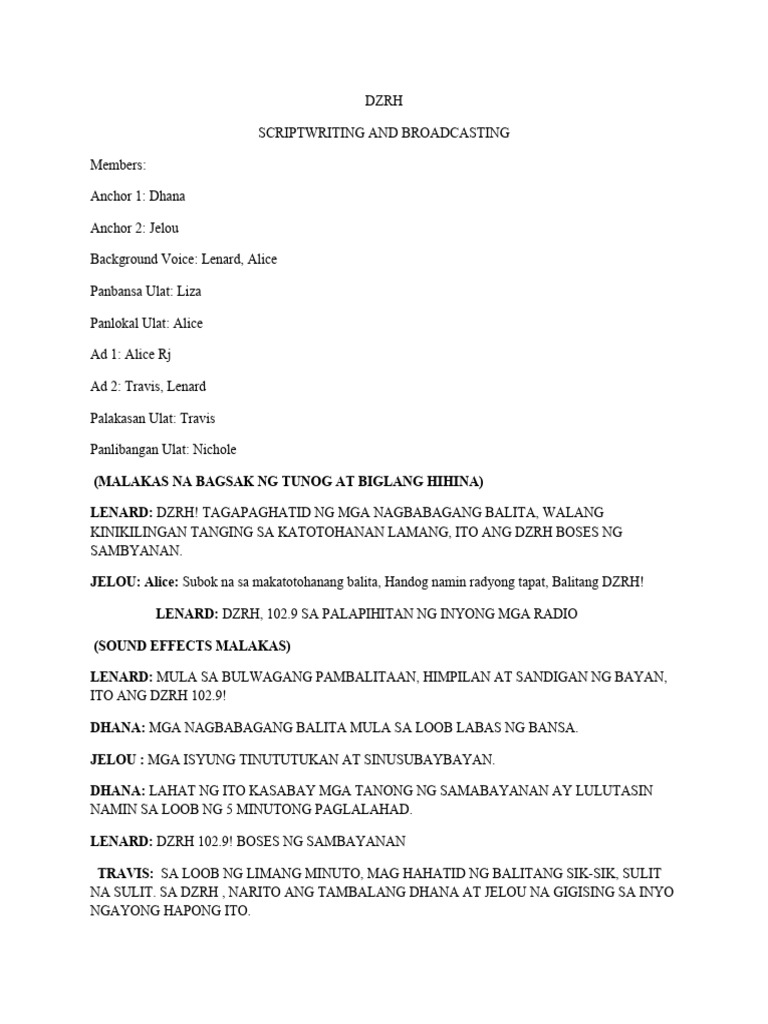 531692506 Filipino Radio Broadcasting Script | PDF