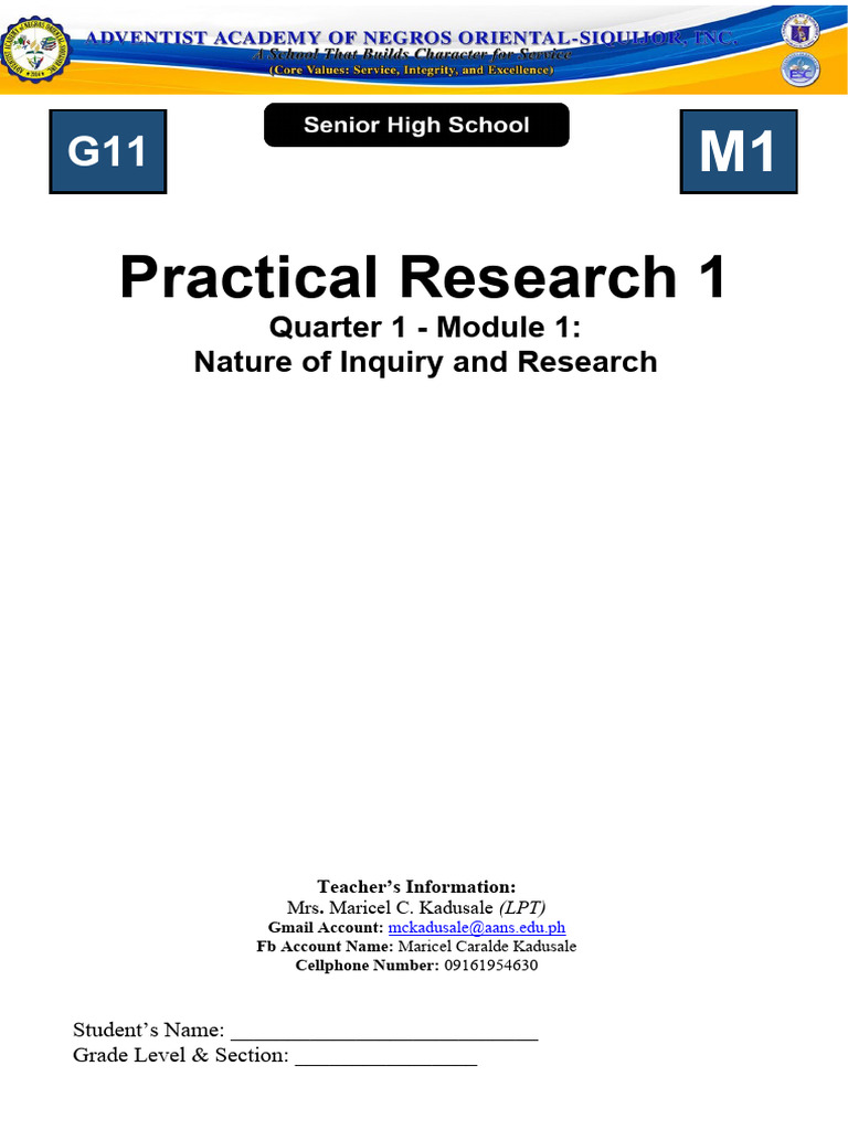 Applied Practical Research 1 q1 Mod1 v2 | PDF | Quantitative Research | Methodology