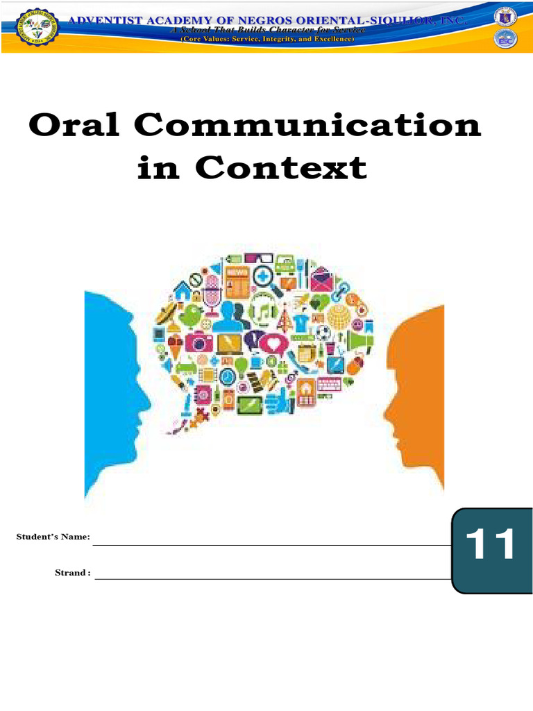 Oral Communication Instructional Material | PDF | Nonverbal ...
