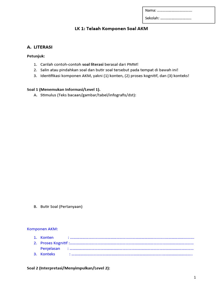 LK1_Telaah komponen AKM | PDF