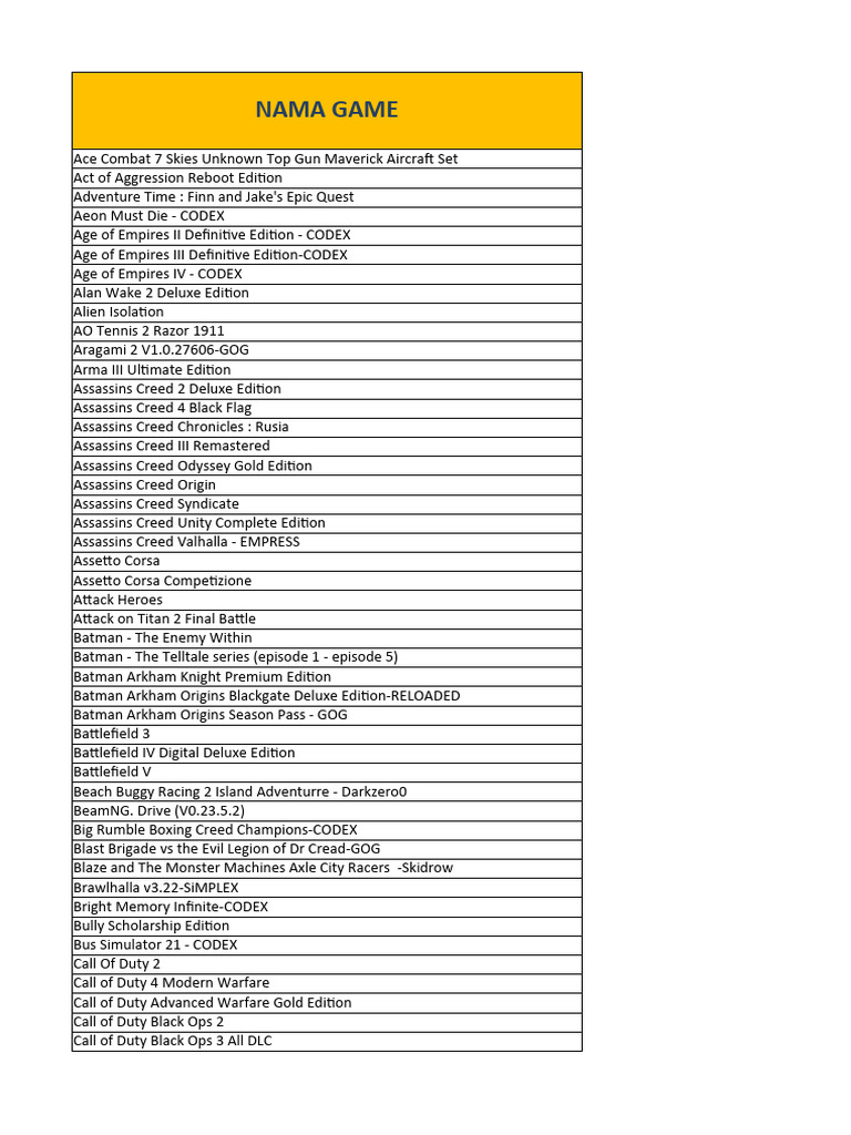 List Games November | PDF